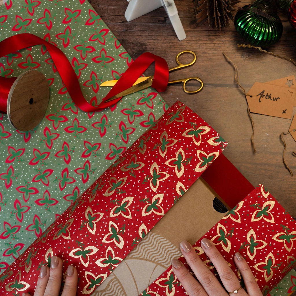 Red Leaf Recycled Cotton Wrapping Paper Sheet | Stationery and Cards ...